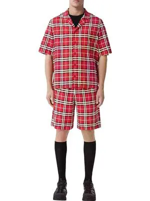 Burberry Check-print Track Shorts - Red