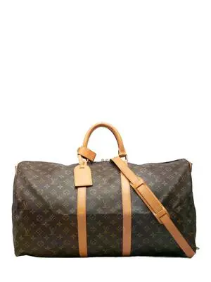 LOUIS VUITTON 1993 Monogram Keepall Bandouliere 55 Travel Bag - Brown