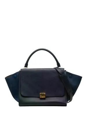 Celine 2015 Medium Calfskin And Suede Trapeze Satchel - Blue