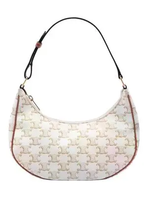 Celine 2021 Triomphe Coated Canvas Ava Shoulder Bag Brown