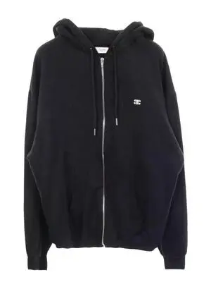 Celine 00s Triomphe Embroidery Zip-up Hoodie - Black