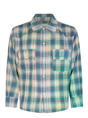 FOUND Check-pattern Western Shirt - Blue
