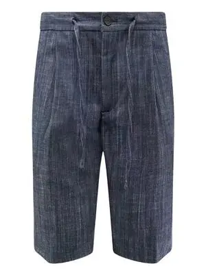 HEVO Drawstring Pleated Shorts - Blue