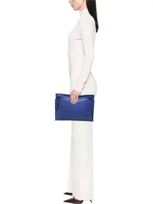 Loewe 2015 Embossed Anagram Leather Repeat T Clutch Bag - Blue