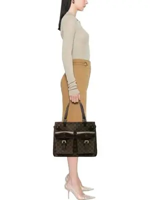 LOUIS VUITTON 2005 Damier Ebene Uzes Tote Bag - Brown