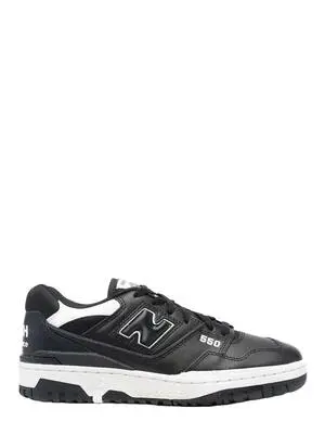 NEW BALANCE Leather Lace-up Logo Patch Sneakers - Black