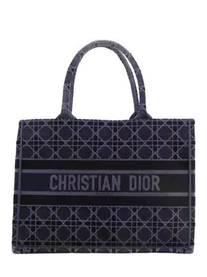 Dior Book Cannage Embroidered Velvet Medium Tote Bag - Blue