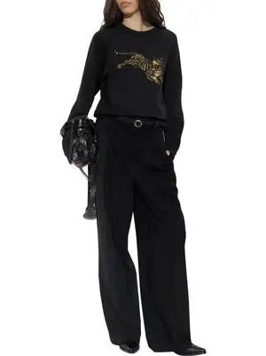 Kenzo Sequin-embellished Tiger Sweatshirt - Black