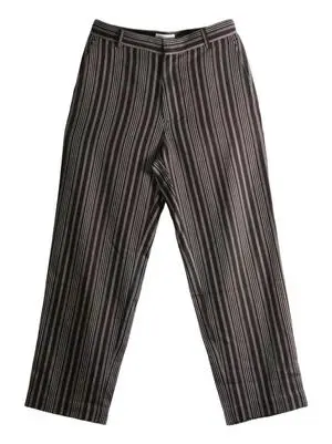 THE ELDER STATESMAN Striped Straight-leg Trousers - Brown