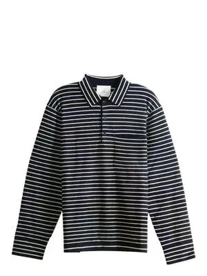 THE ELDER STATESMAN Superlight Striped Long-sleeve Polo Shirt - Blue