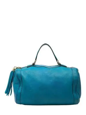 Gucci 2000-2015 Medium Pebbled Calfskin Soho Boston Bag - Blue