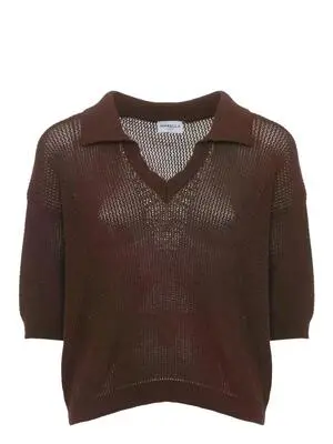 Marella Mlslembi Open-knit V-neck Jumper - Brown