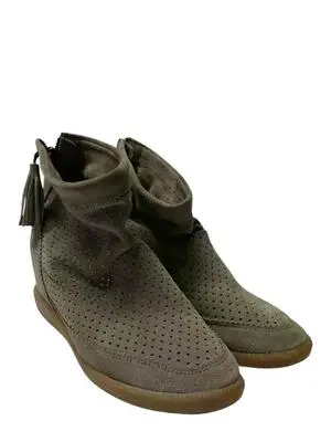 ISABEL MARANT VINTAGE Beslay Perforated Suede Ankle Boots - Grey