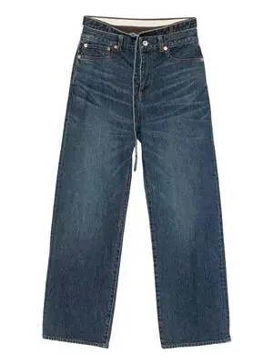 Sacai Belted Layered-waist Jeans - Blue