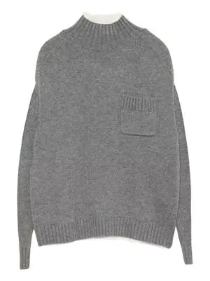 SEMICOUTURE Two-tone Pocket-detail Sweater - Grey