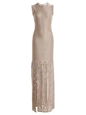 Oscar De La Renta Fringed Metallic Maxi Dress - Silver