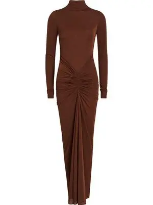 Ronny Kobo Scorpio Ruched Tissue Jersey Maxi Dress - Brown