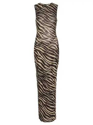 Ronny Kobo Krisa Zebra-print Mesh Maxi Dress Multicoloured