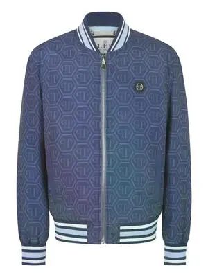 Philipp Plein Monogram-print Bomber Jacket - Blue