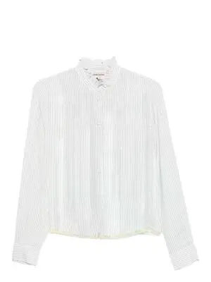 SEMICOUTURE Pinstripe Ruffled Shirt - White