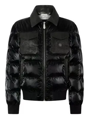 Philipp Plein Croc-effect Insert Puffer Jacket - Black