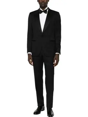 Zegna Peak-lapel Wool Suit - Black
