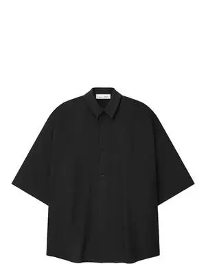 Fear Of God Silk-blend 3/4 Sleeve Button-up Shirt - Black