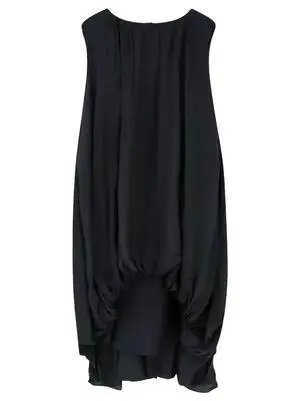 LAMRONS Asymmetrical Drawstring Dress - Black