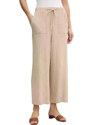 Joseph Ribkoff Crinkled Drawstring Palazzo Pants - Neutrals