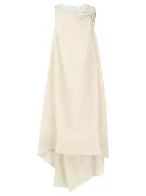 LAMRONS Sleeveless Round Neck Knotted Dress - Neutrals