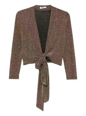SIYU Check-pattern Wrap-fastening Top - Brown
