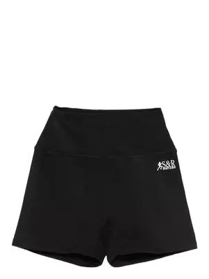 SPORTY & RICH Logo-print Cycling Shorts - Black