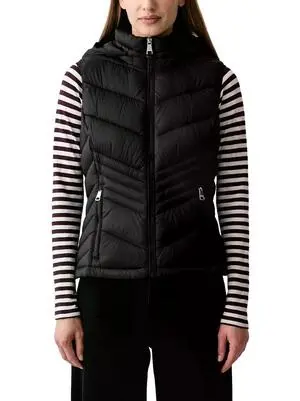 Dkny Quilted Hooded Gilet - Black