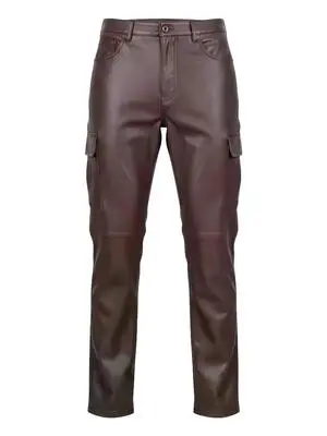 Isaia Leather Cargo Pants - Red