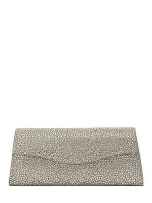 Elie Saab The Midnight Embellished Suede Clutch - Silver