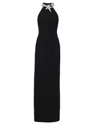 David Koma Embellished Halterneck Cady Gown - Black