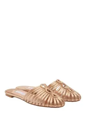 AQUAZZURA Aquazzura Sweet Surrender Satin Mules - Warm Nude Beige