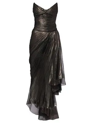 MARIA LUCIA HOHAN Heidi Metallic Silk Corset Gown - Grey