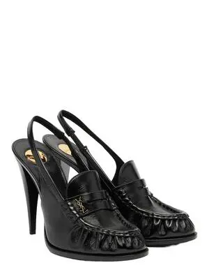 Saint Laurent Le Loafer Leather Slingback Pumps - Black