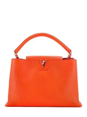 LOUIS VUITTON Louis Vuitton Capucines Leather Satchel Orange