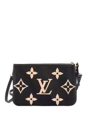 LOUIS VUITTON Double Zip Pochette Bicolor Monogram Empreinte Giant Crossbody Bag - Black