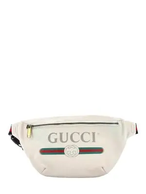 Gucci Logo Printed Leather Medium Belt Bag Neutrals