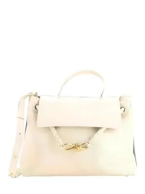 Bottega Veneta Ciao Ciao Top Handle Bag Leather With Intrecciato Detail Medium Satchel - Neutrals