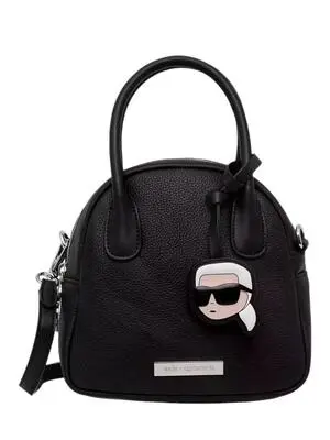 Karl Lagerfeld Logo-charm Grained Tote Bag - Black