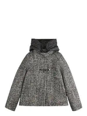 FAY Herringbone Toggle Coat - Black