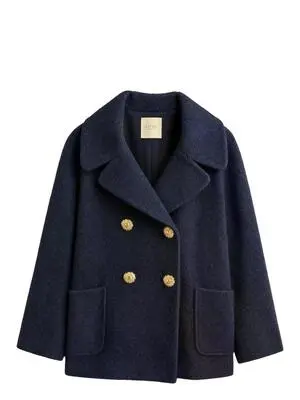 EDWARD ACHOUR PARIS Double-breasted Bouclé Coat - Blue