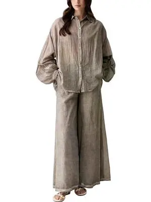 HAVEONE Elasticated Palazzo Pants - Neutrals