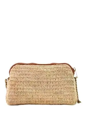 Saint Laurent Gaby Zipped Pouch Raffia Crossbody Bag - Brown