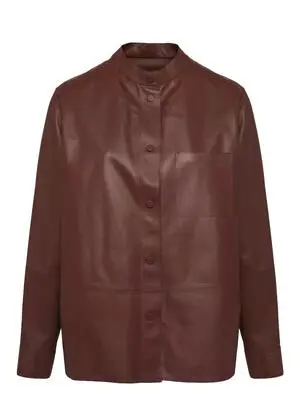 YVES SALOMON Supple Lambskin Shirt - Brown