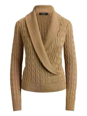 Ralph Lauren Cable-knit Shawl-collar Sweater - Brown